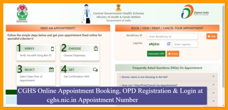 CGHS Online Appointment Booking, OPD Registration & Login @cghs.nic.in ...